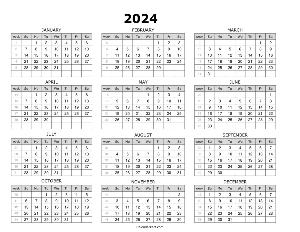 Free Printable Blank Square Calendar 2024 Full Year | Printable Calendar