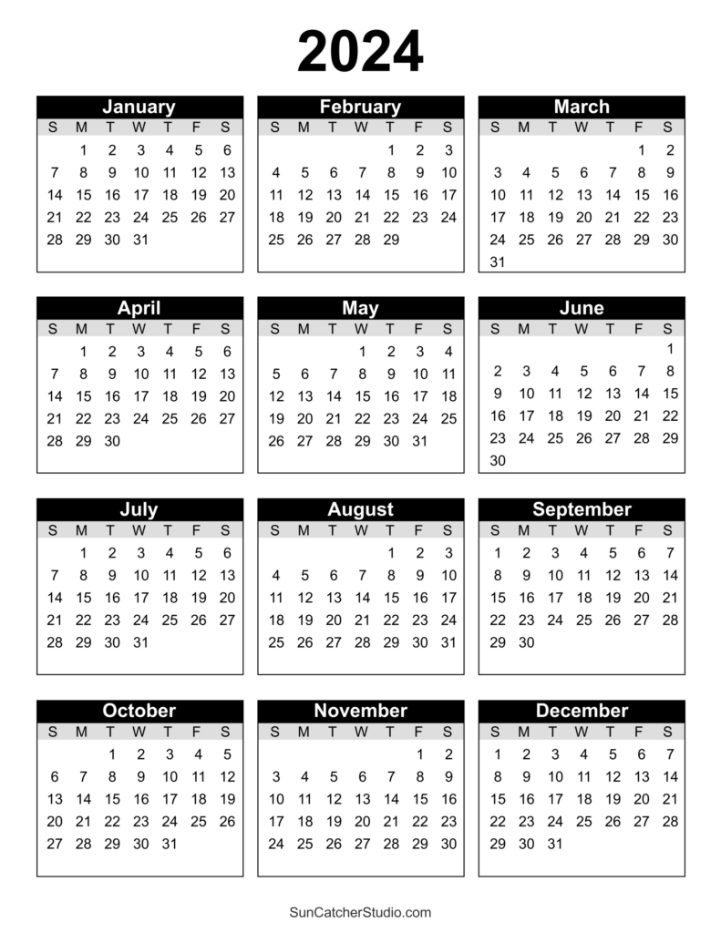 Free Printable Calendar 2024 Yearly Pdf | Printable Calendar