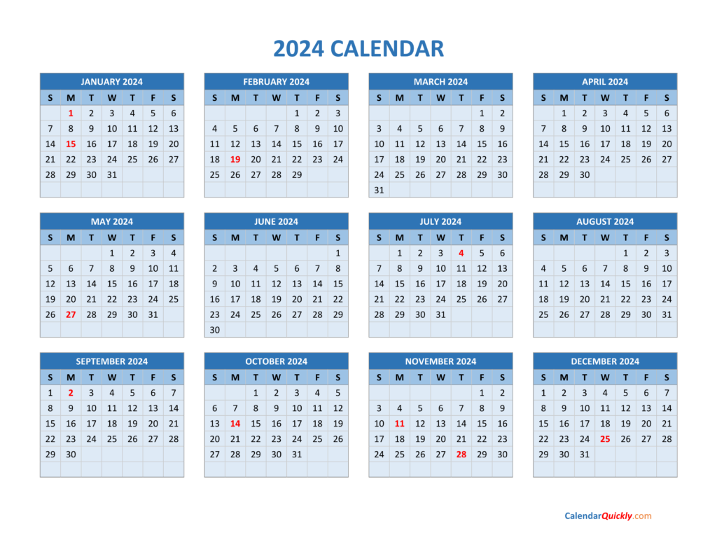 Free Printable 2024 Monthly Calendar Pdf | Printable Calendar