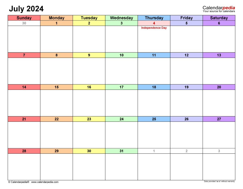 July 2024 Calendar Editable | Printable Calendar