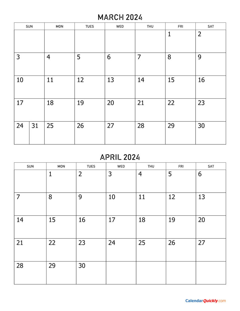 Free Printable Calendar April 2024 To March 2024 | Printable Calendar