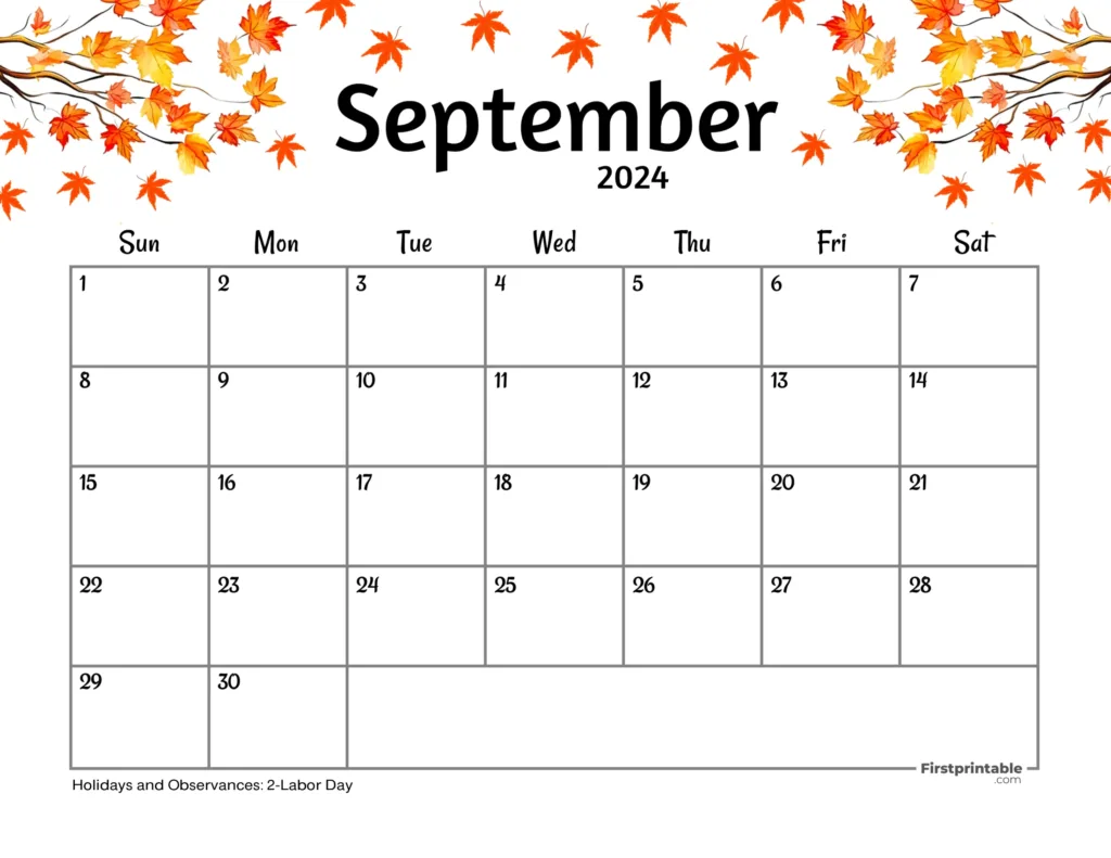 September 2024 Calendar With Holidays Printable | Printable Calendar
