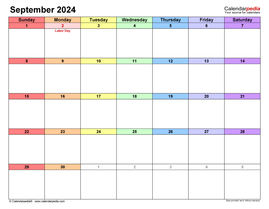 Editable September Calendar 2024 | Printable Calendar