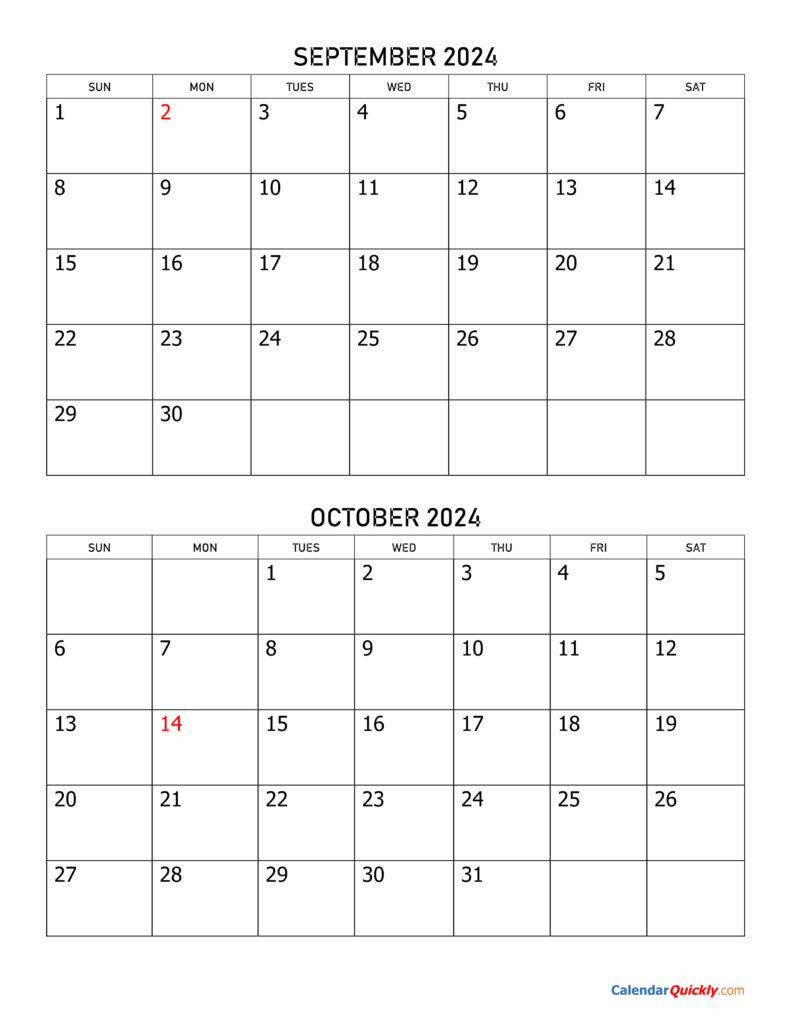September October 2024 Calendar Printable Free | Printable Calendar