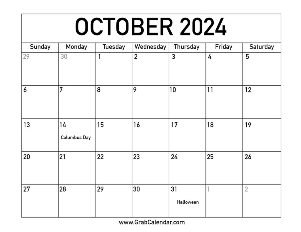 October Calendar With Holidays 2024 | Printable Calendar