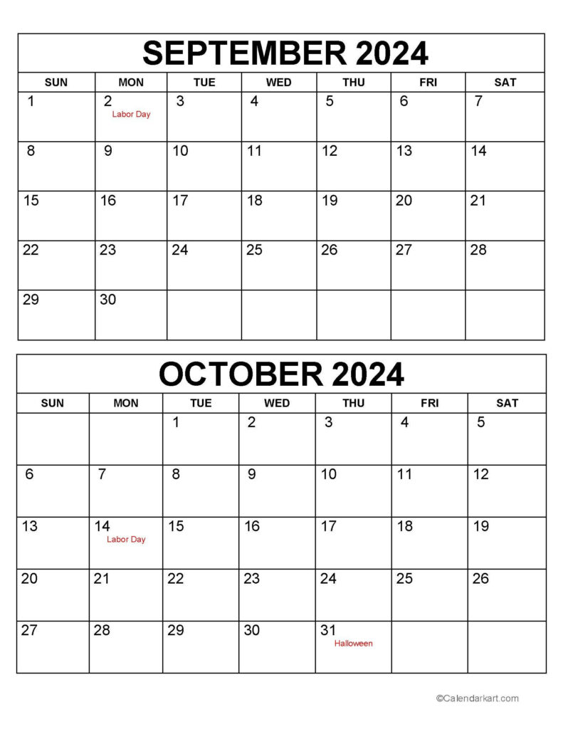 Sept And October 2024 Calendar | Printable Calendar