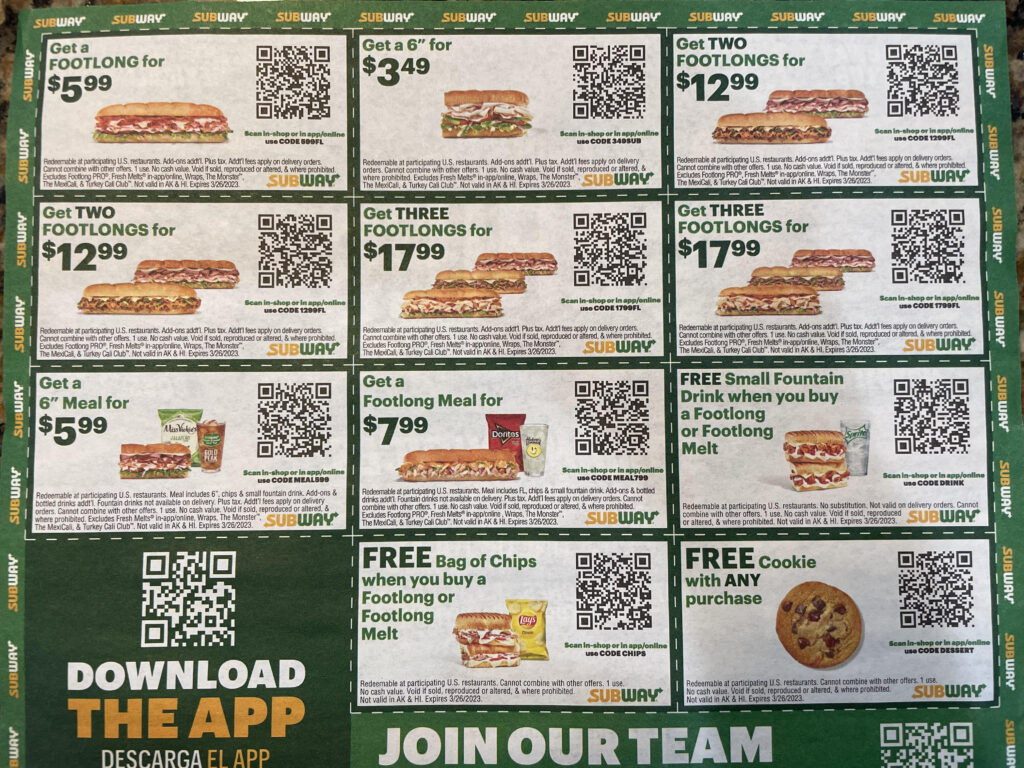 Printable Subway Coupons January 2025 | Printable Calendar