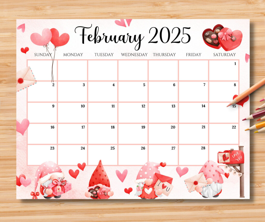 February 2025 Calendar Valentine'S Day | Printable Calendar