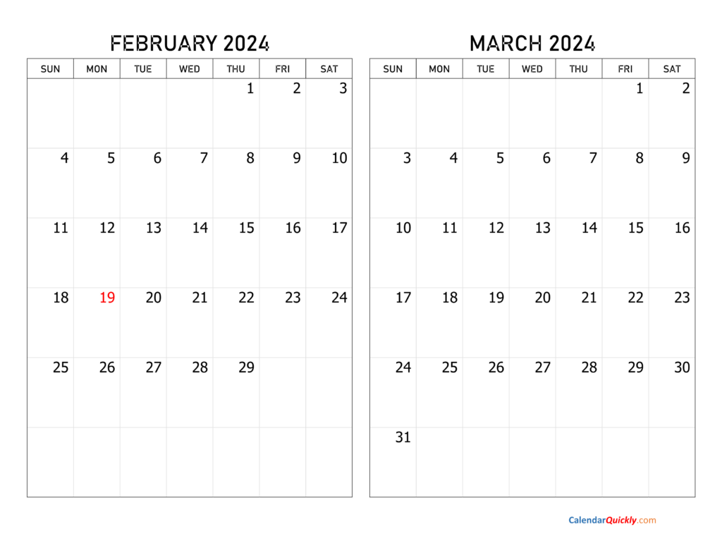 February And March Calendar | Printable Calendar