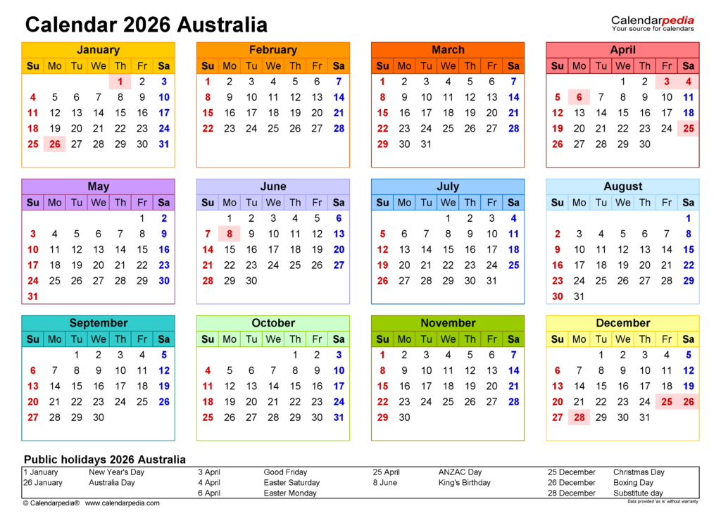 2026 Calendar Printable Qld | Printable Calendar