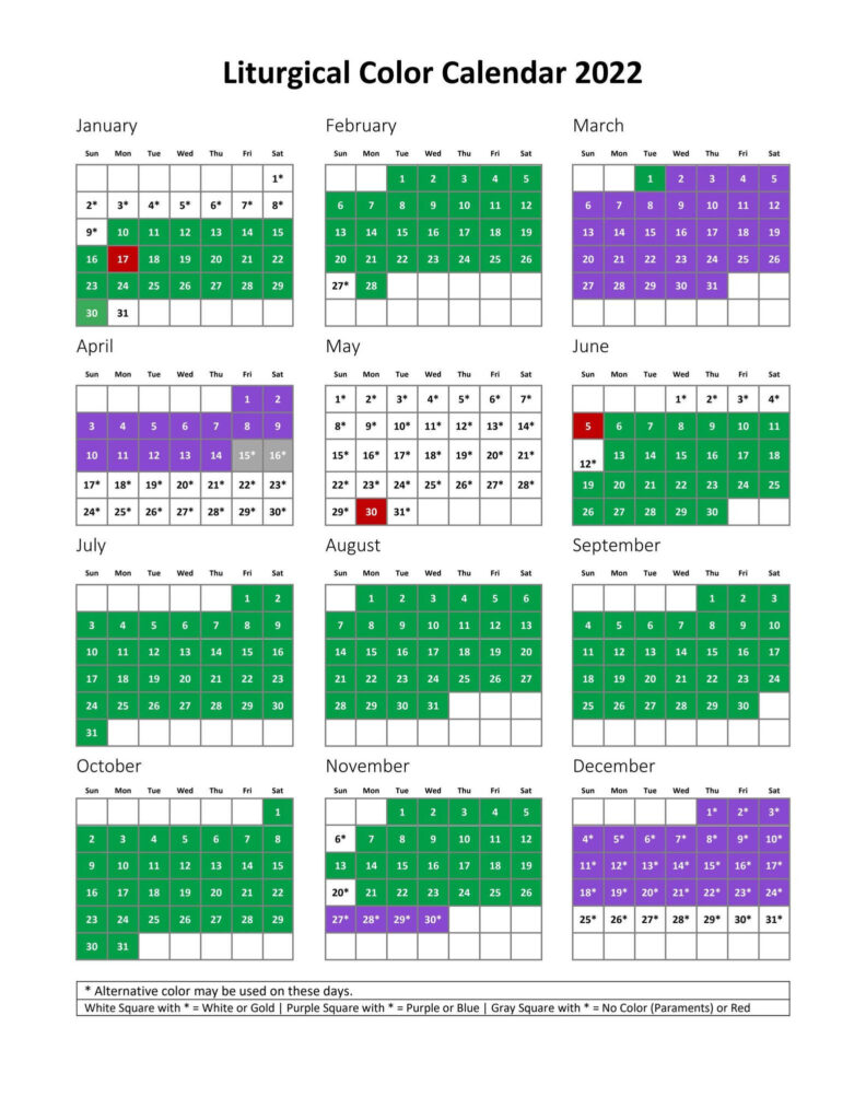 Methodist Liturgical Calendar 2026 | Printable Calendar