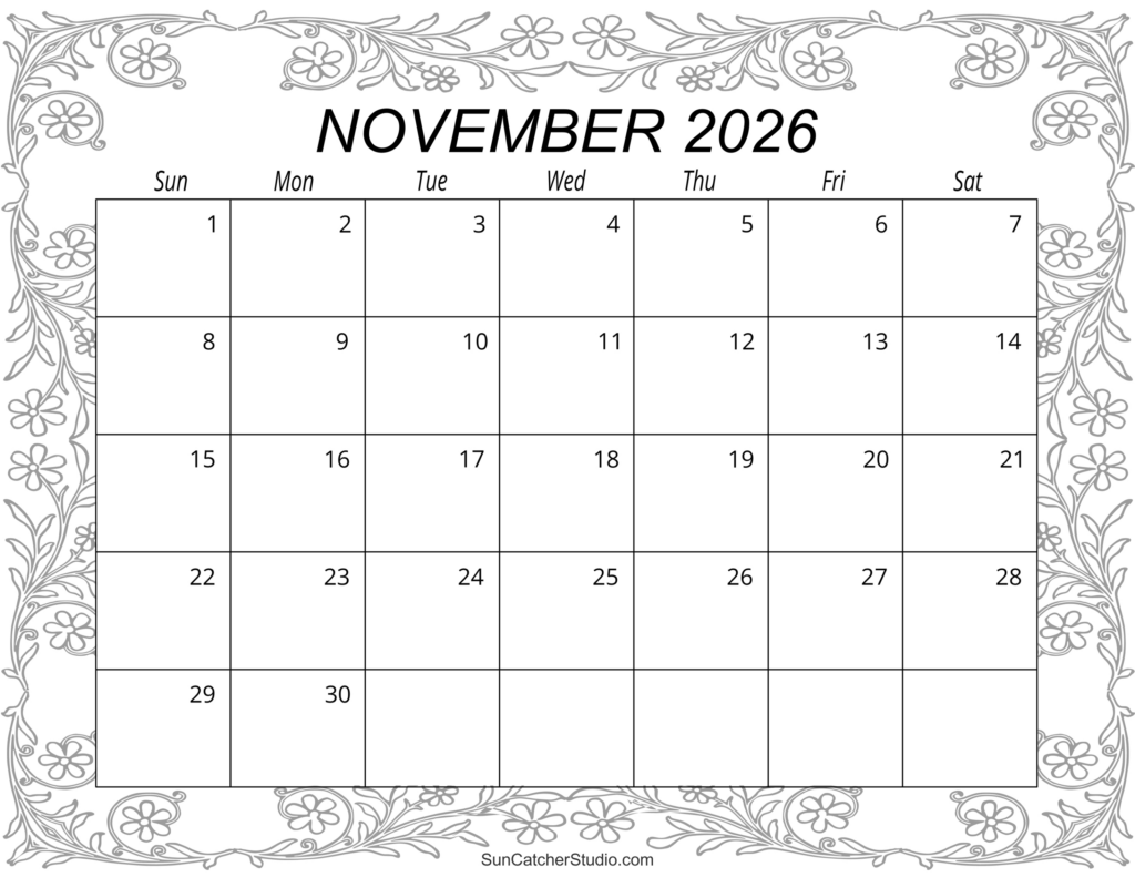 Nov 2026 Calendar Printable Free | Printable Calendar